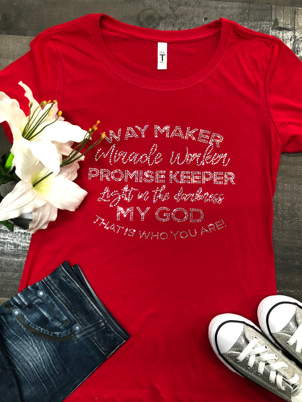 Red WayMaker Bling Tee - Miracles Wear
